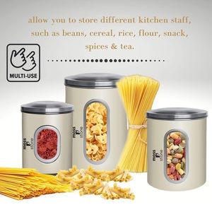 Accessories | 3 Pcs Canisters Kitchen Jars With See Through Window ...